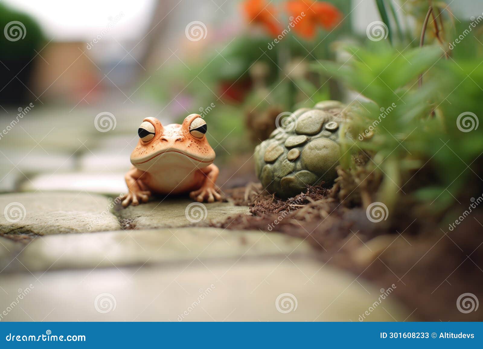 Toad on garden path stones stock image. Image of scene - 301608233