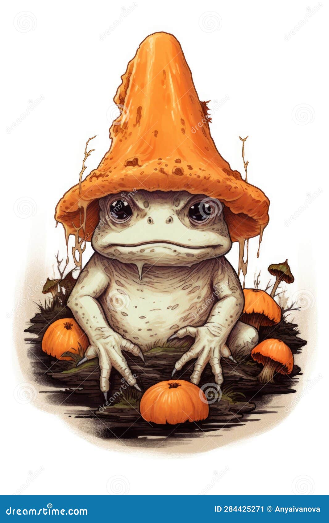 A Toad with a Hat and Pumpkins. Generative AI Image. Stock Image ...