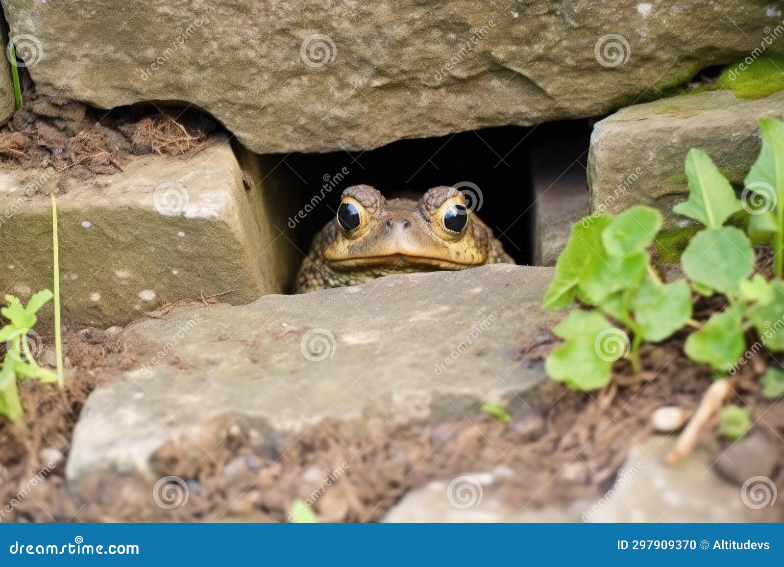 A Toad Nestled in the Crevice of a Dry Stone Wall Stock Photo - Image ...