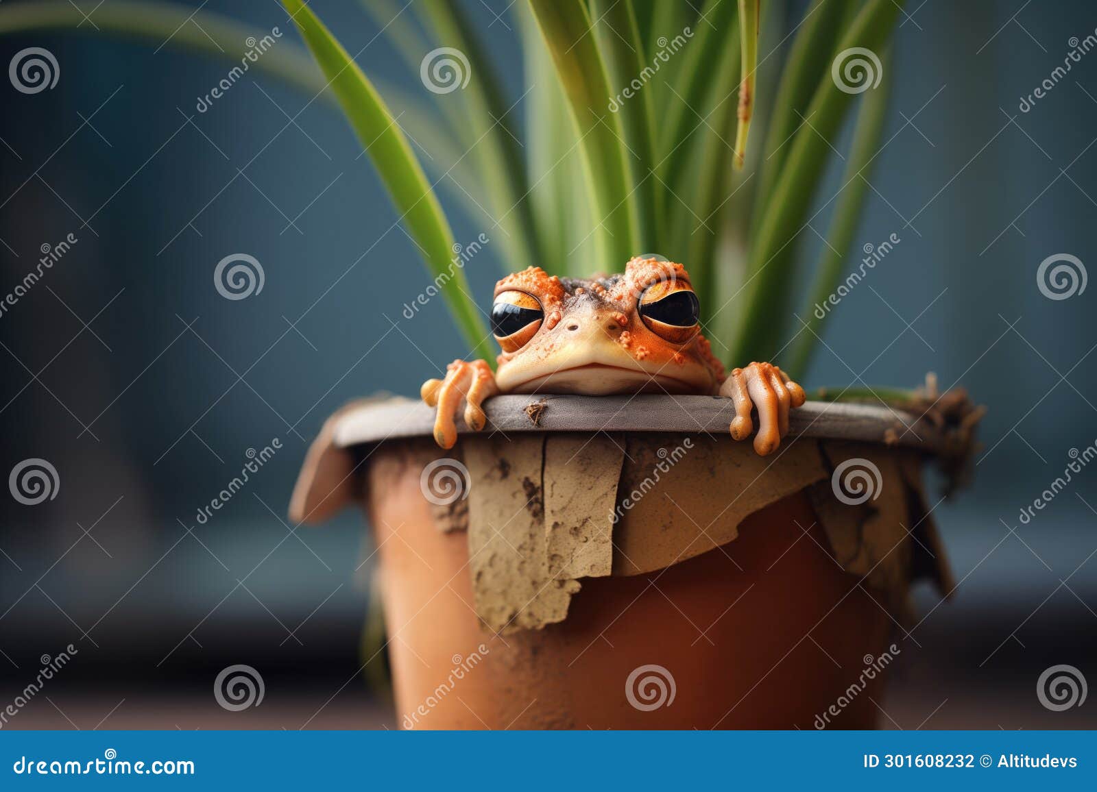 Toad Peering Over a Plant Pot Stock Photo - Image of potted, plant ...