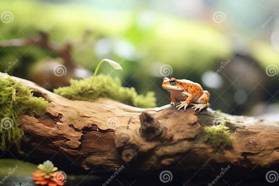 Toad on a Shaded Log Over a Small Creek Stock Illustration ...
