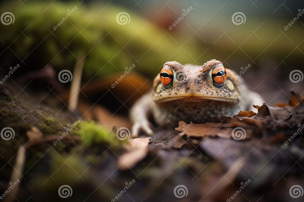 Toad in a Shady Spot with Bright Eyes Stock Illustration - Illustration ...
