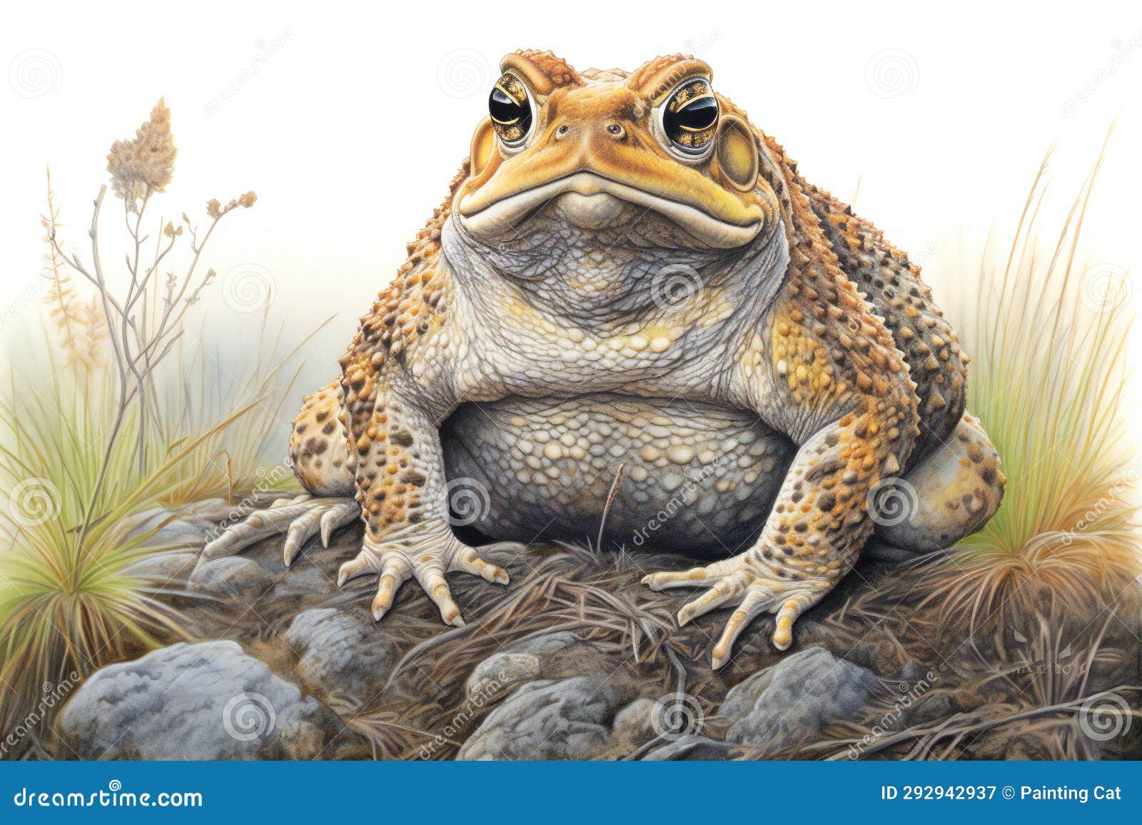 A Toad Sitting on a Rock in the Desert Stock Illustration ...