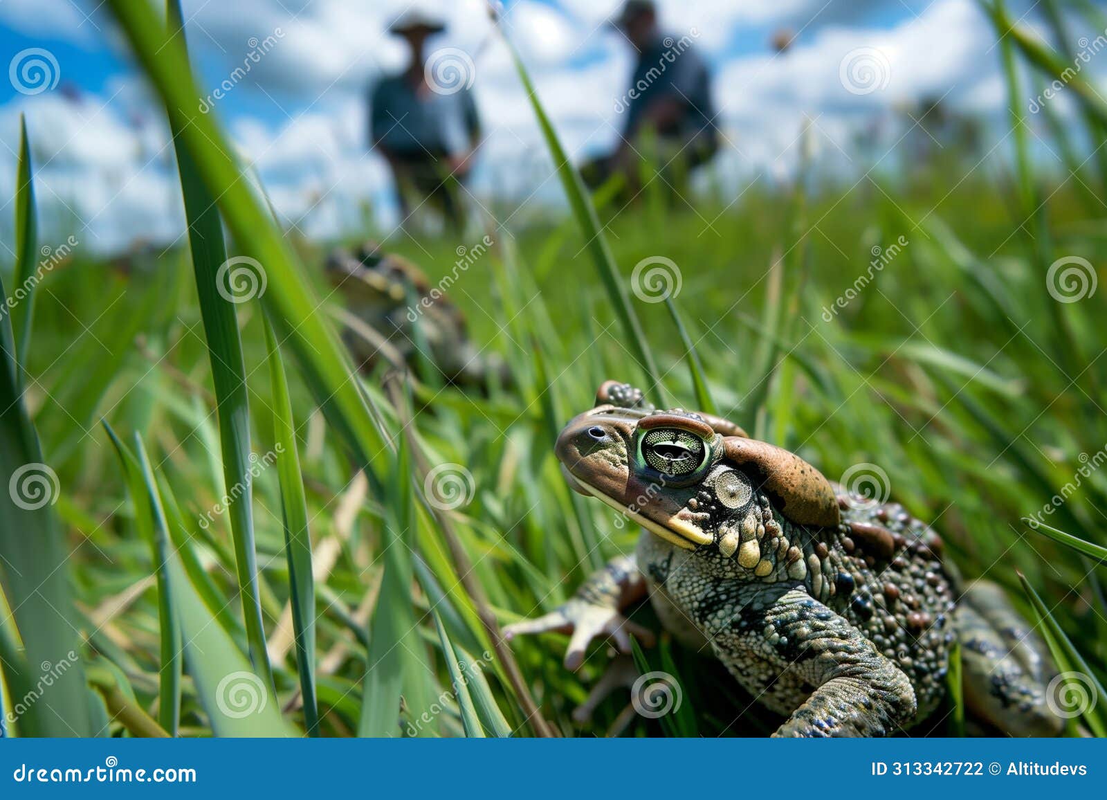 Toads Navigating through Tall Grass with an Ecologist Tracking Movement ...