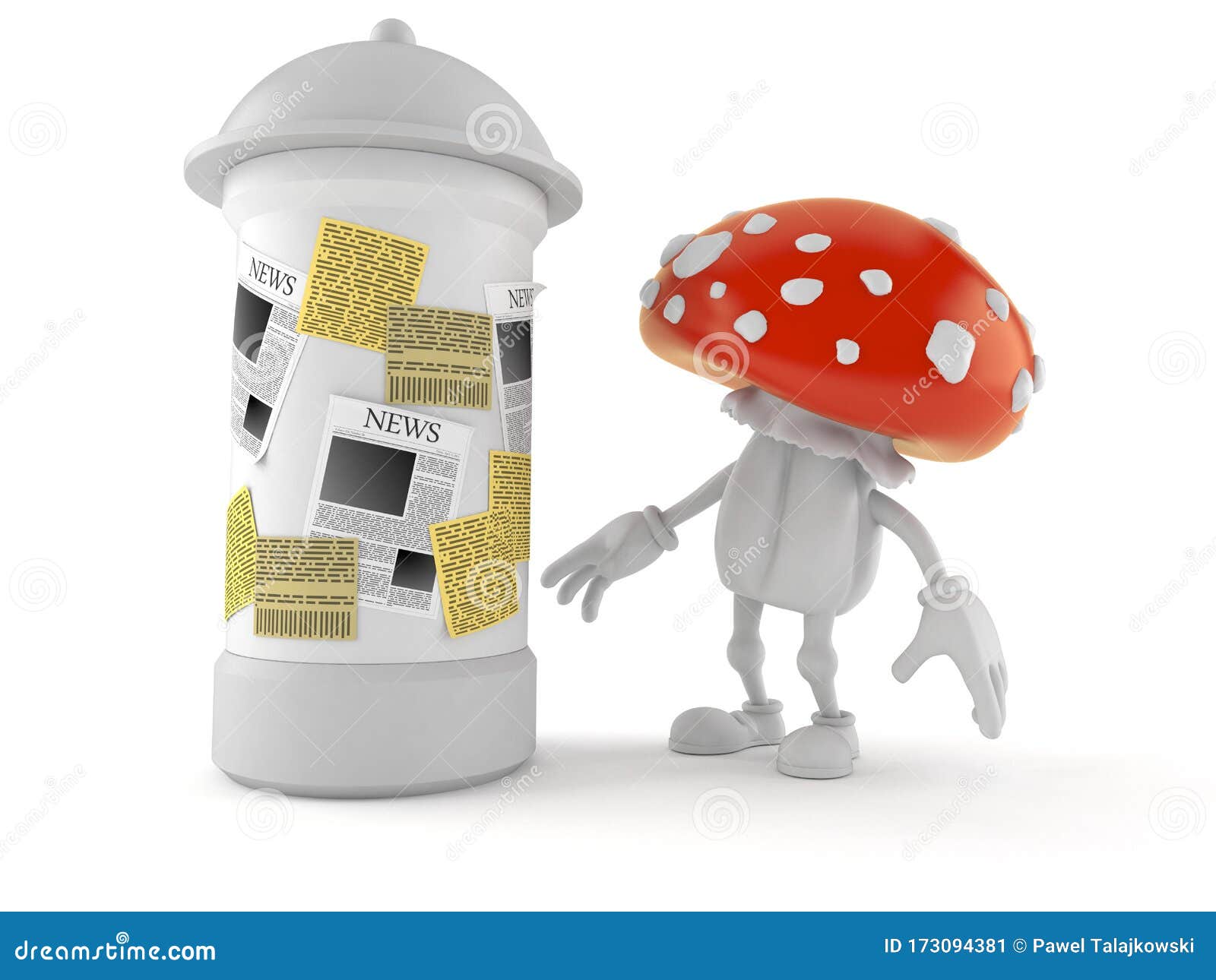 Toadstool Character with Advertising Column Stock Illustration ...
