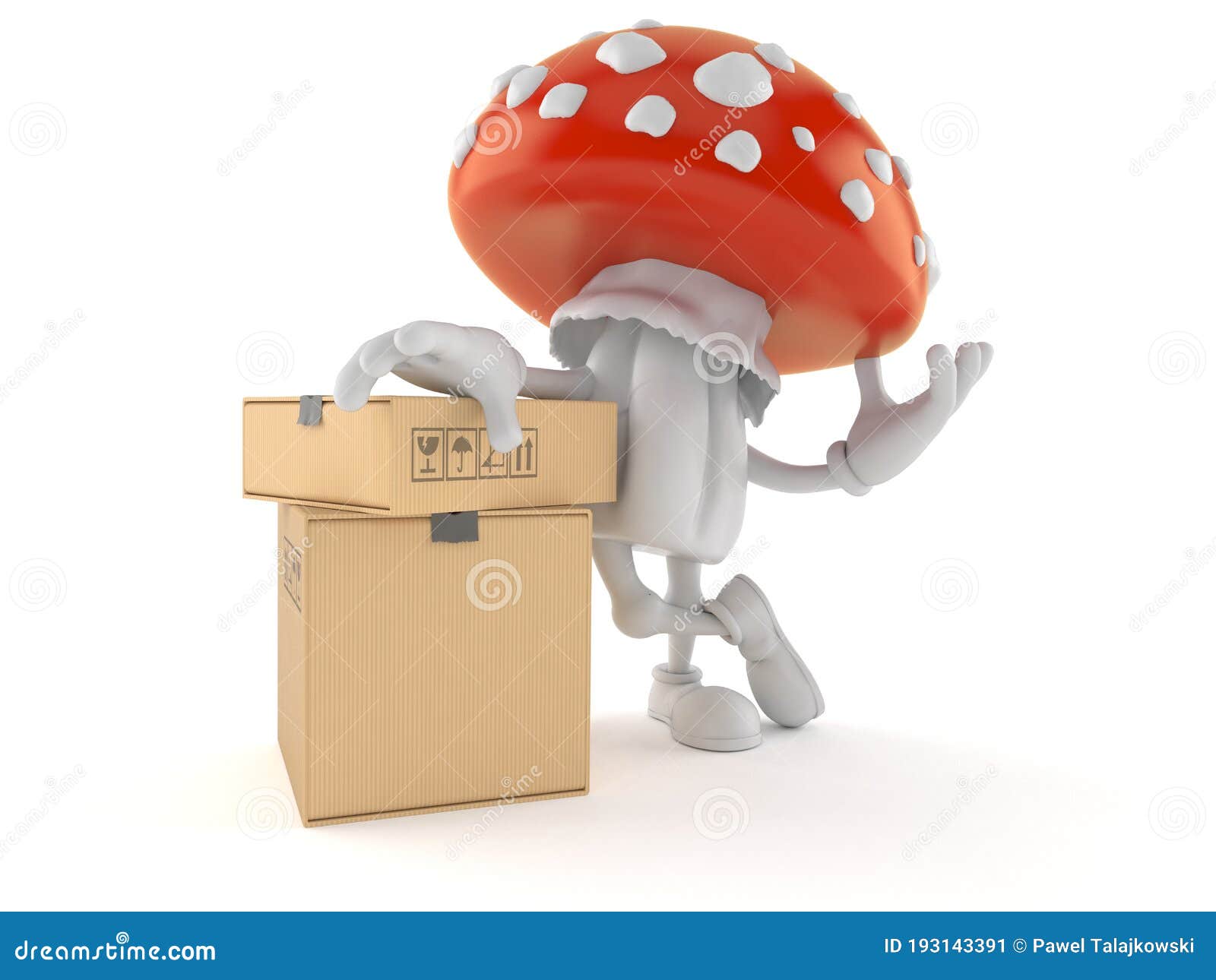 Toadstool Character with Stack of Boxes Stock Illustration ...