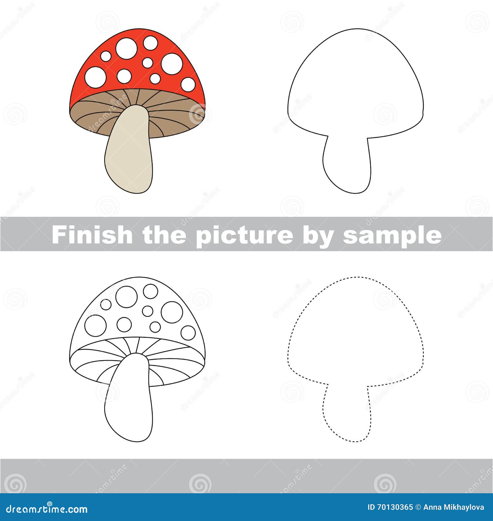 Toadstool. Drawing Worksheet. Stock Illustration - Illustration of ...