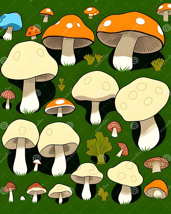 Toadstool Identification Image Stock Illustration - Illustration of ...