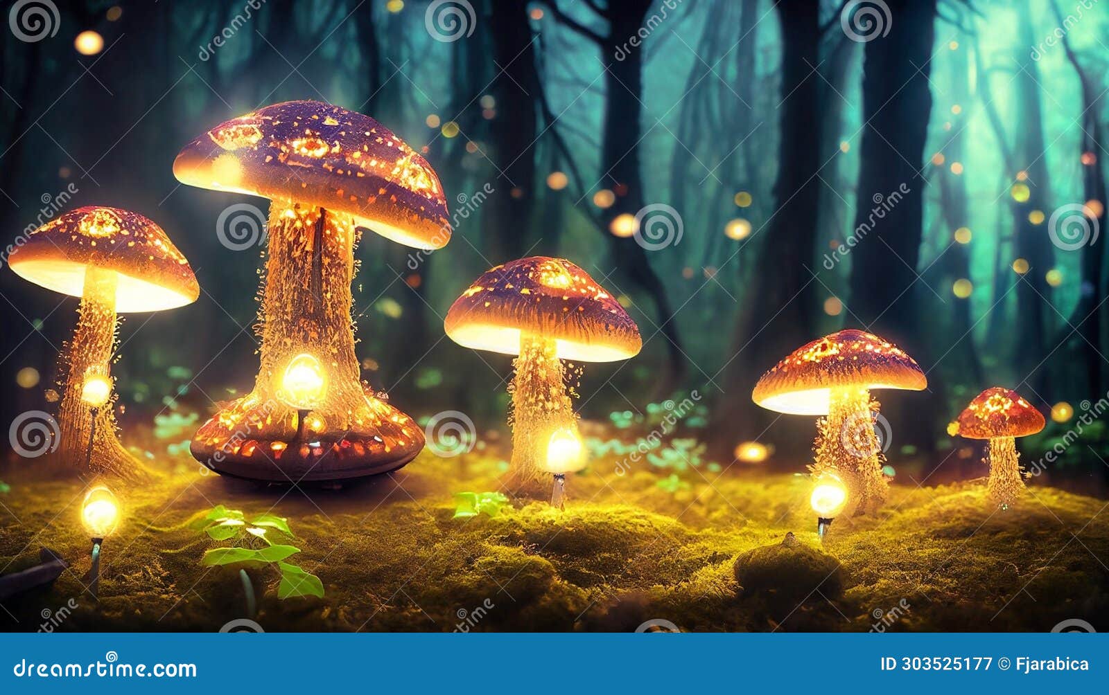Toadstool Lights in a Fantasy Forest Suitable As a Background Stock ...