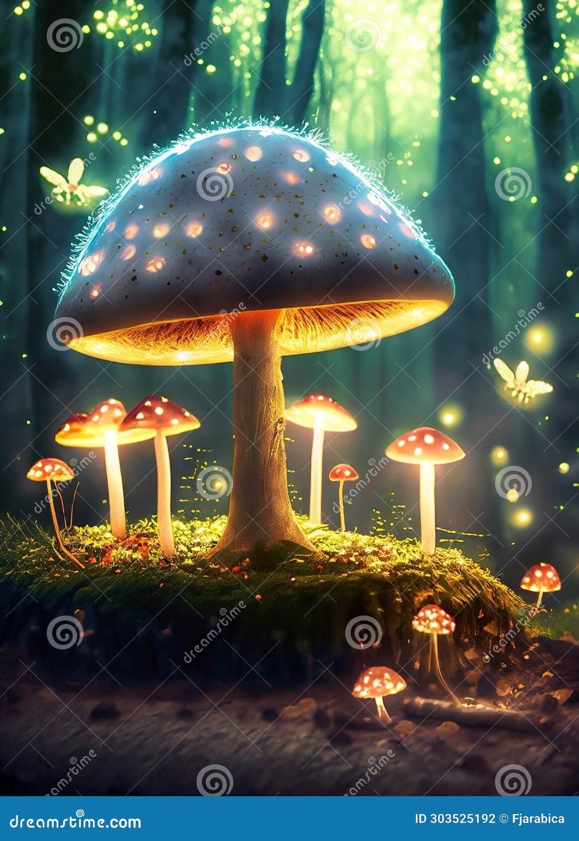 Toadstool Lights in a Fantasy Forest Suitable As a Background Stock ...