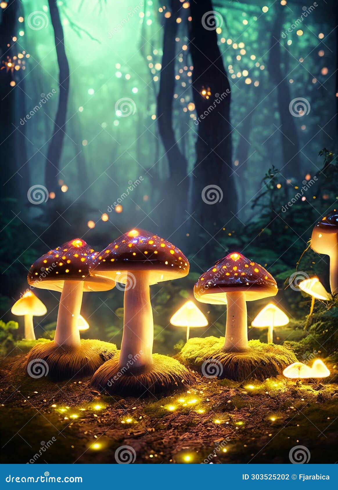 Toadstool Lights in a Fantasy Forest Suitable As a Background Stock ...