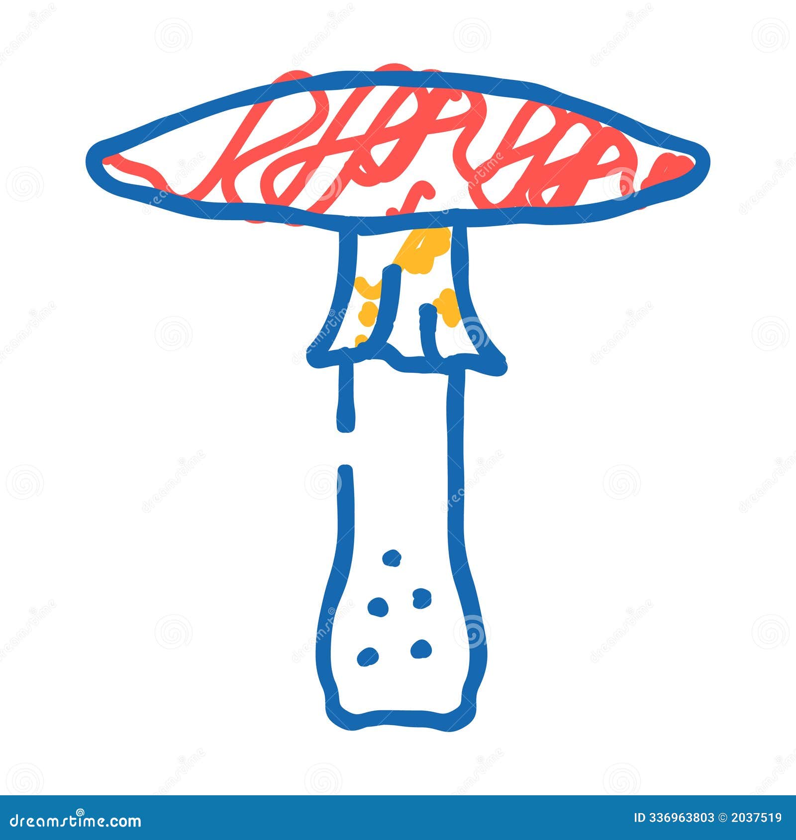 Toadstool Mushroom Colorful And Black And White. Amanita Coloring Book ...