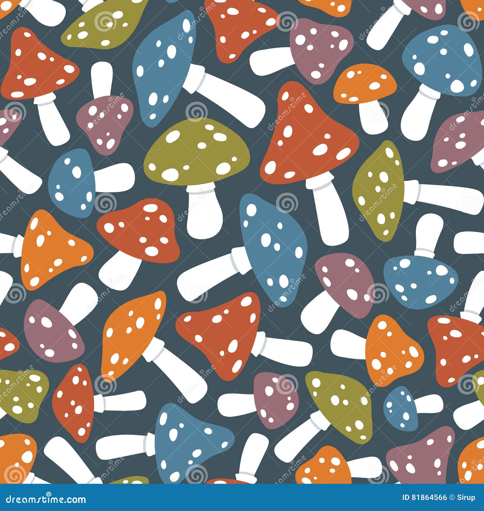 Toadstool Mushroom Seamless Pattern Stock Vector - Illustration of orange, design: 81864566