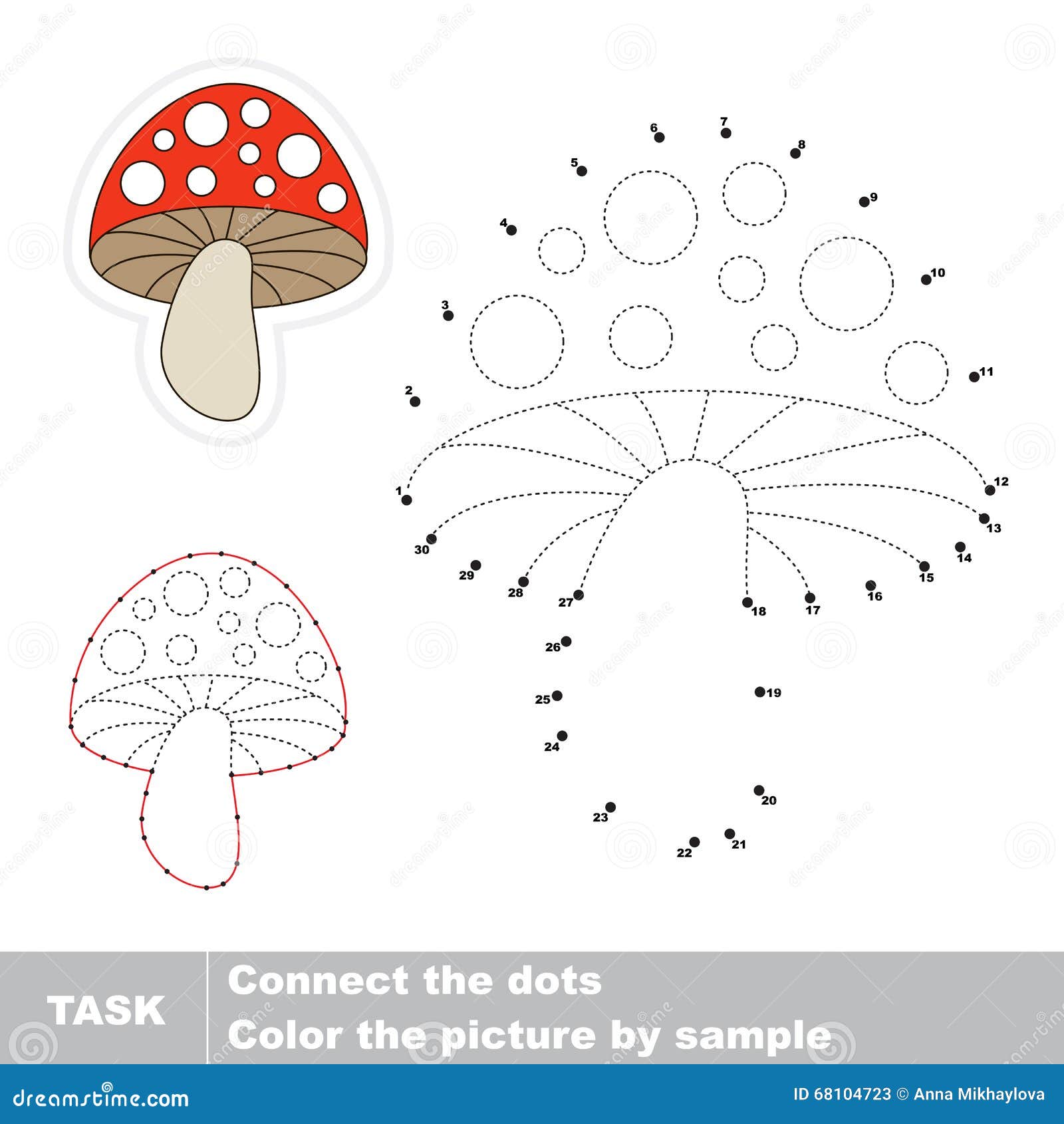Toadstool. Vector Numbers Game. Stock Vector - Illustration of connect ...