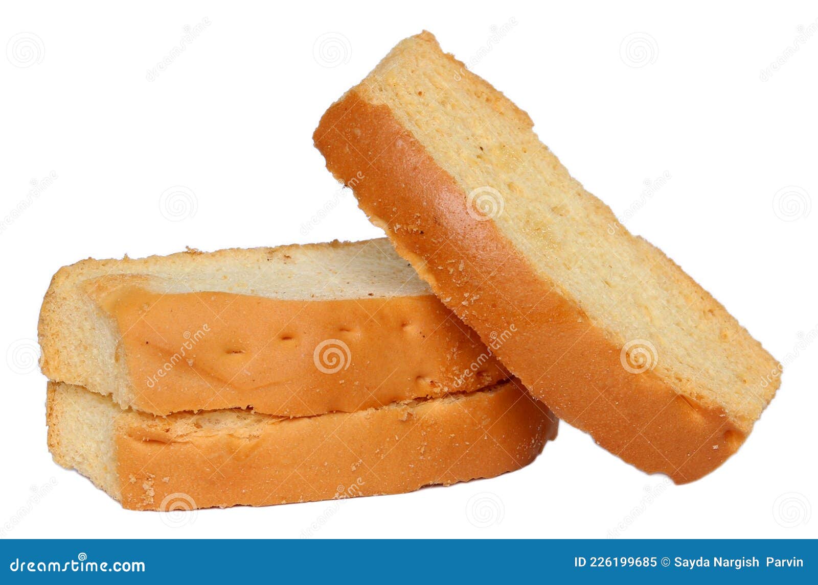 Toast Biscuits Isolated on White Background Stock Image - Image of ...