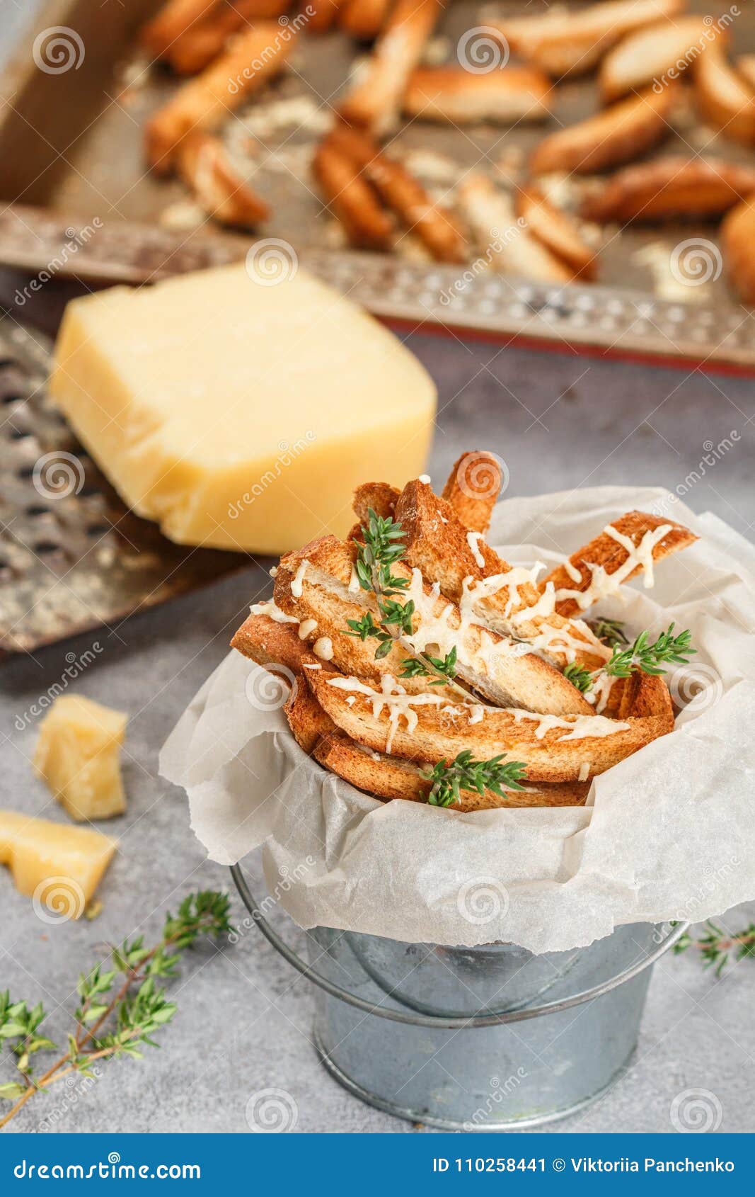 Toast Bread Crumbs with Cheese and Thyme Stock Image - Image of ...