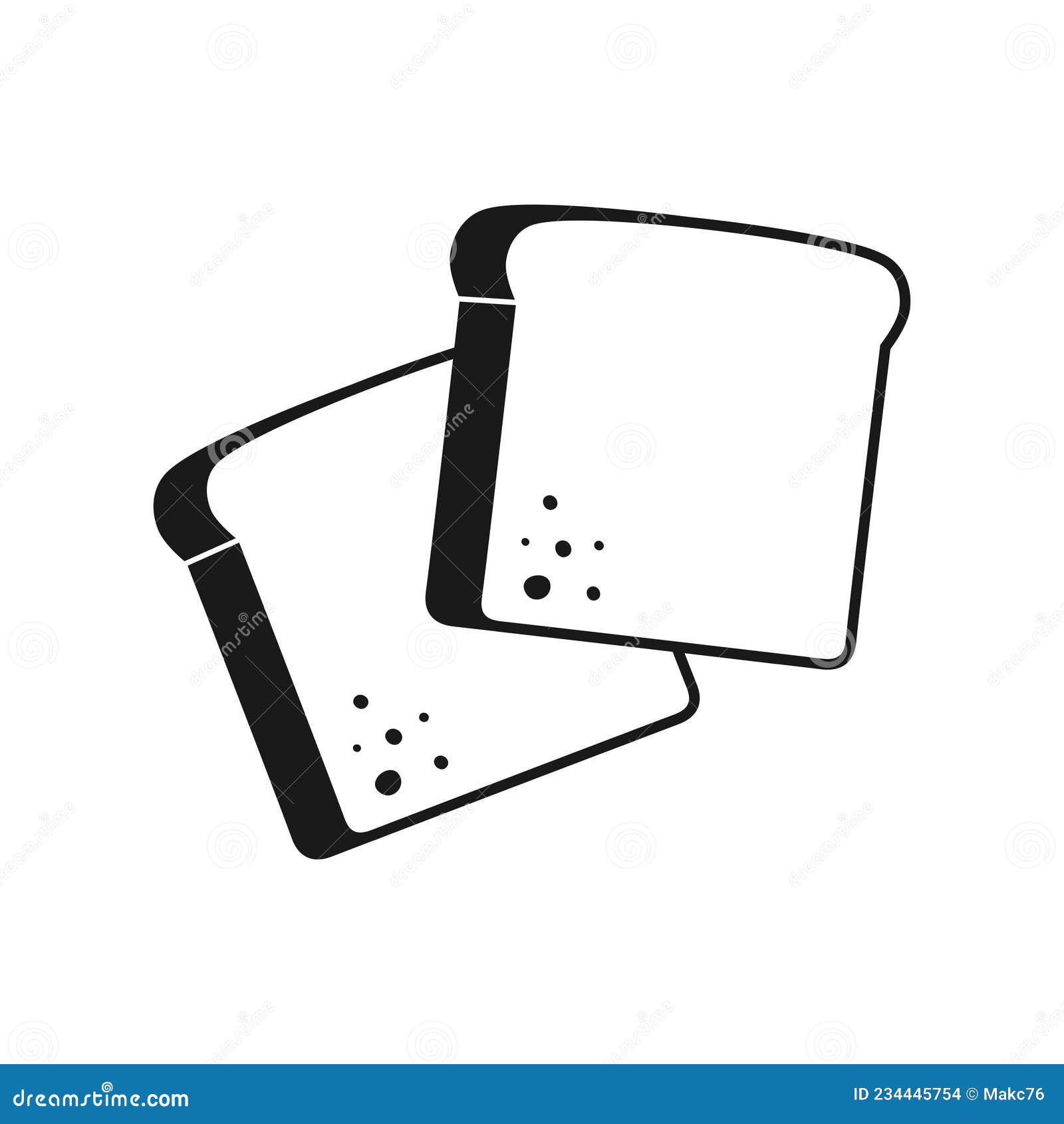 Toast Bread Icon. Bread Toast Outline Sign, Isolated on White ...