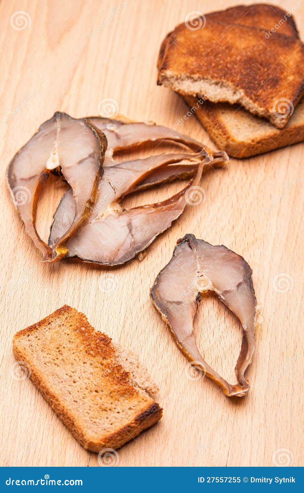 Toast from Bread with Pieces Smoked Fish Stock Image - Image of bread ...