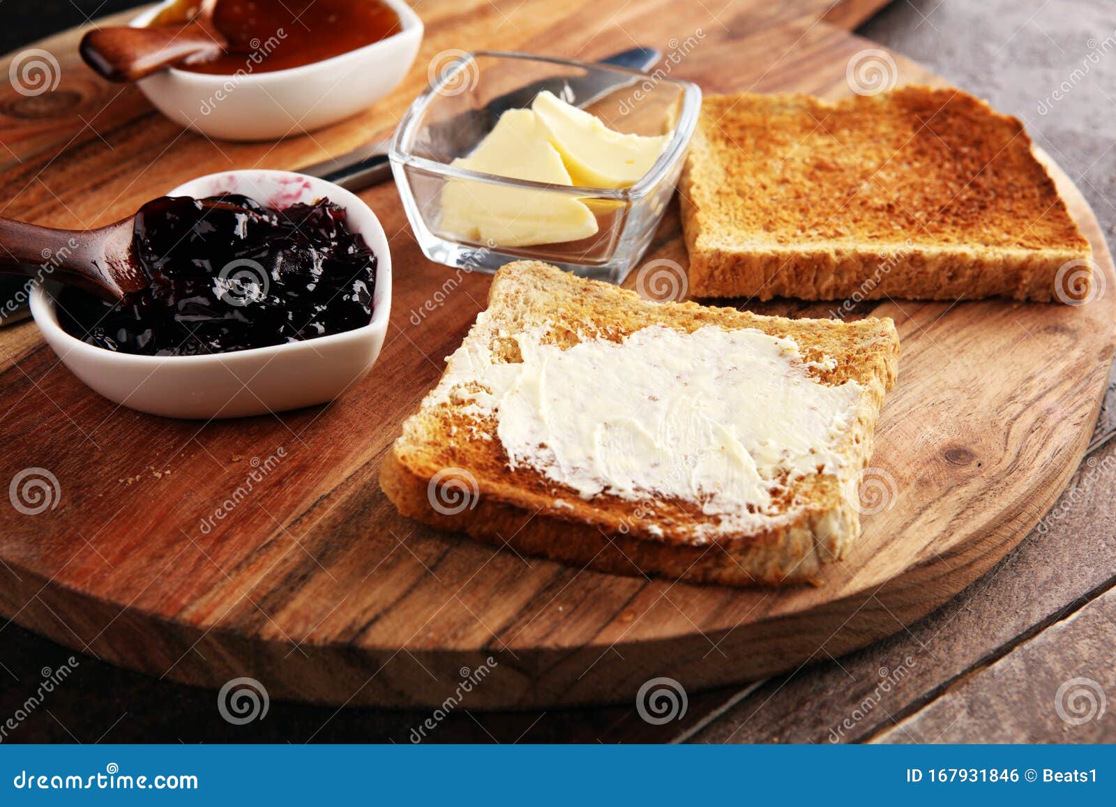 Toast Bread on Rustic Table Served with Butter for Breakfast or Brunch ...