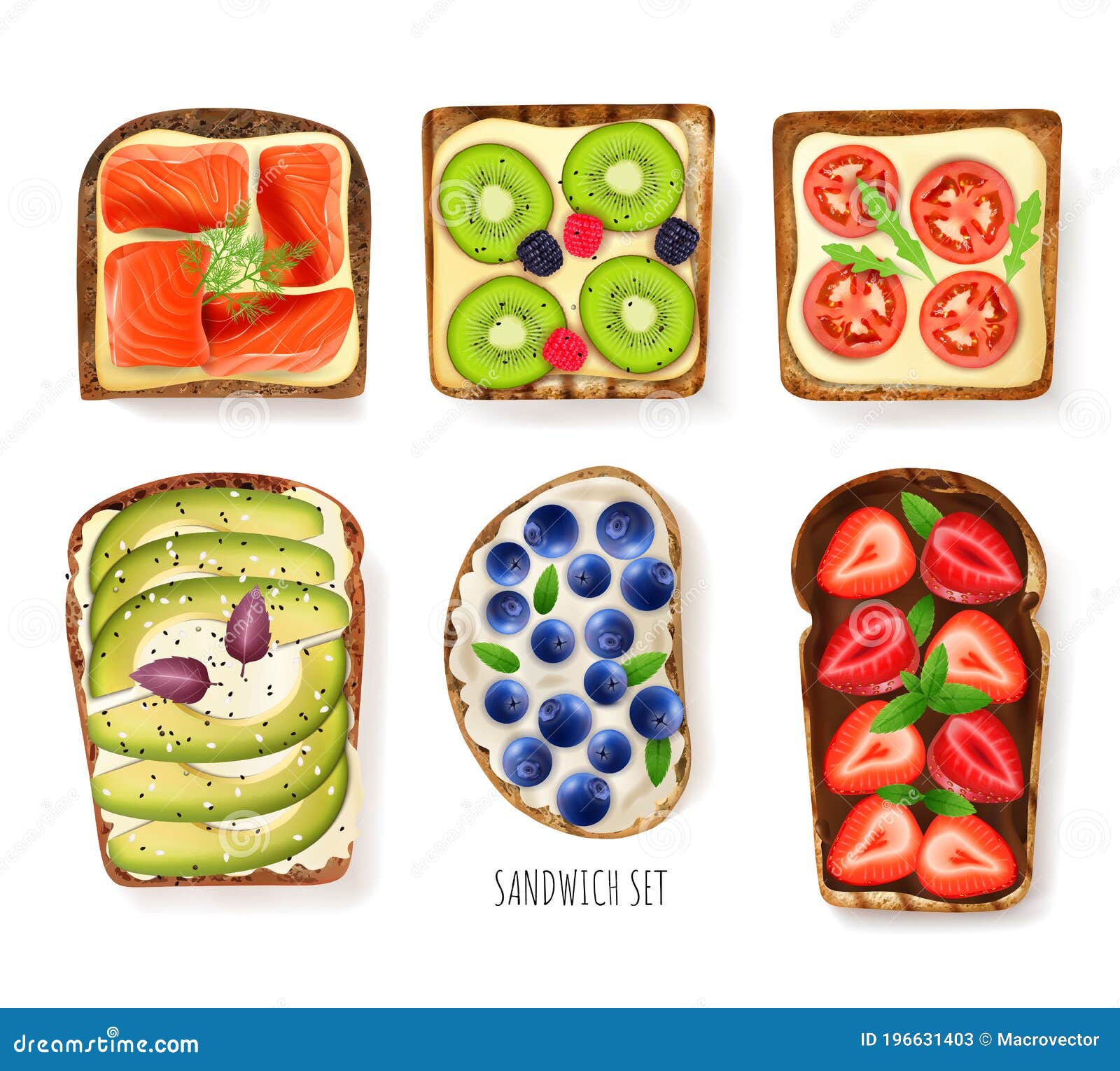 Toast Bread Sandwiches Comic Style Seamless Border Pattern. Sandwiches ...