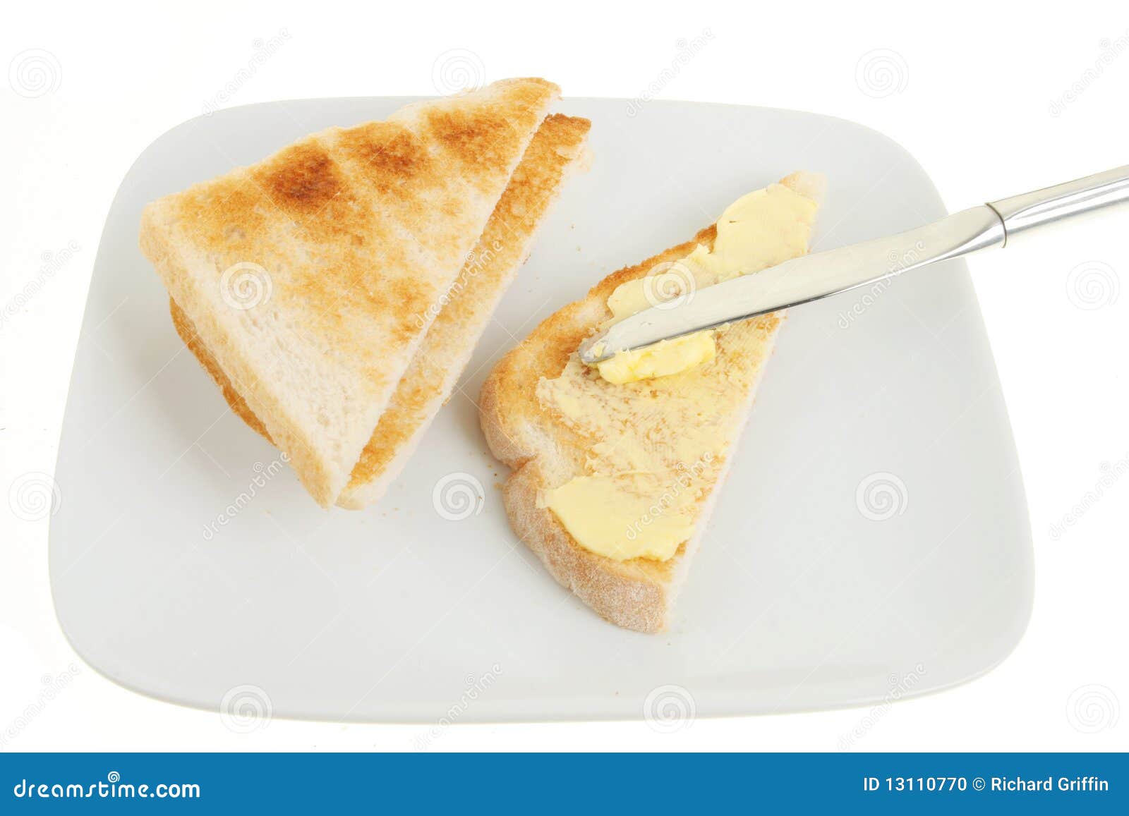 Toast and butter stock photo. Image of plate, toasted - 13110770