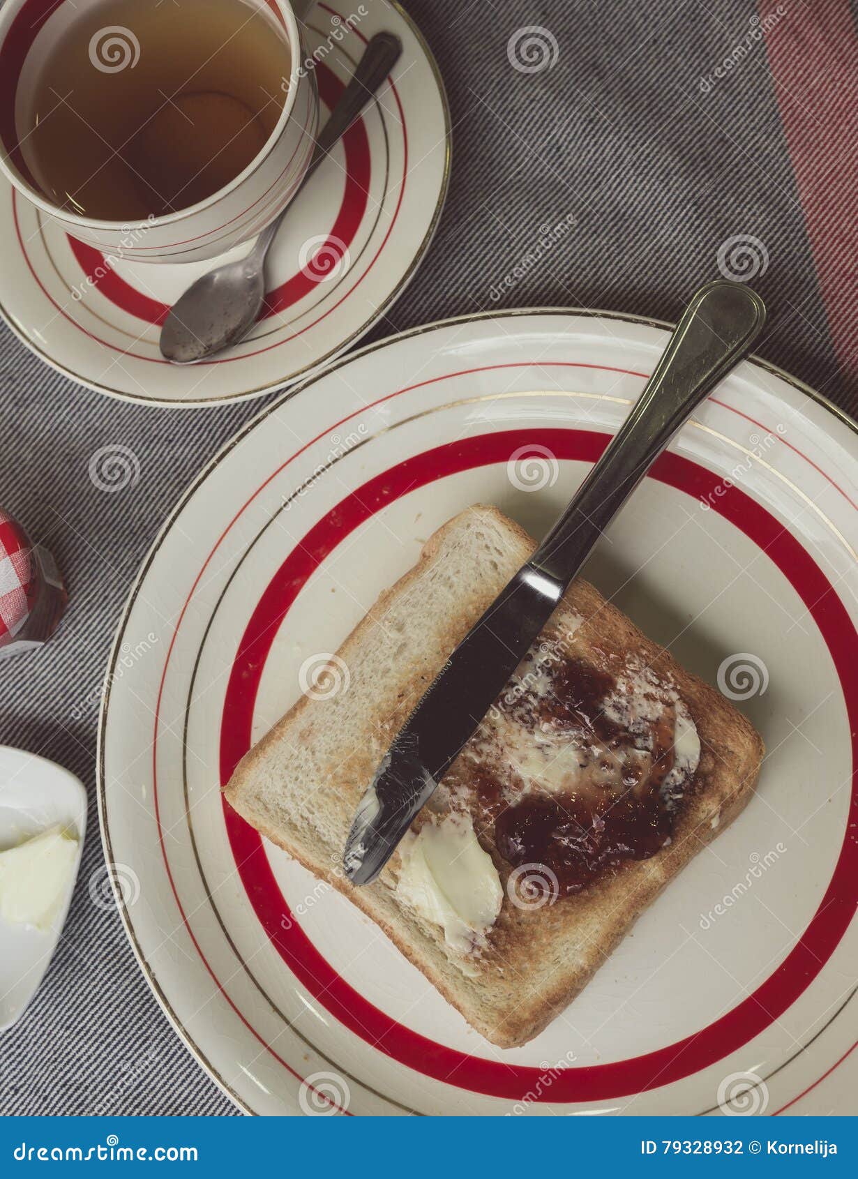 Toast with butter and jam stock photo. Image of drinks - 79328932
