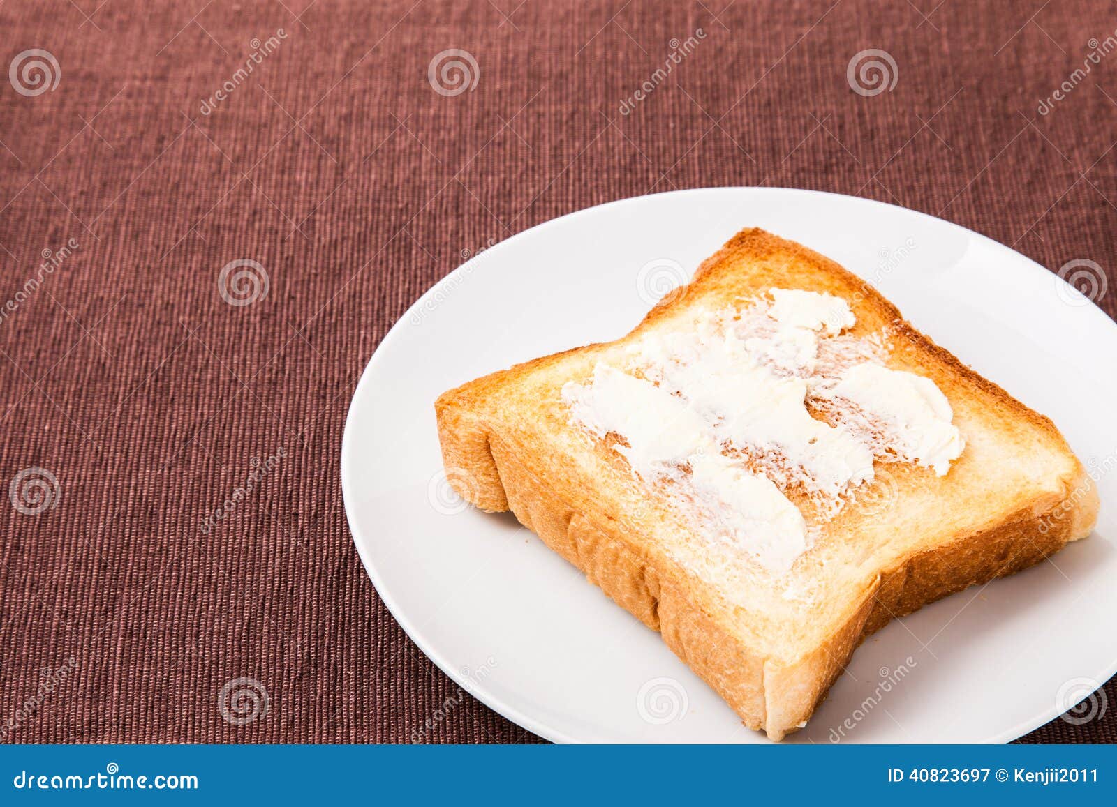 Toast and Butter that is Placed on a Dish Stock Image - Image of bread ...