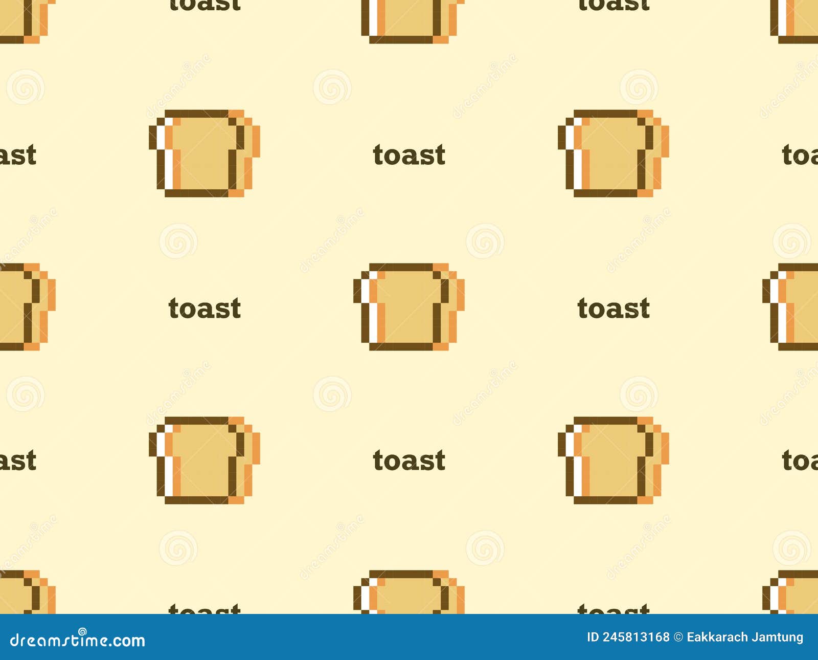 Toast Seamless Pattern on Yellow Background.Pixel Style Stock ...