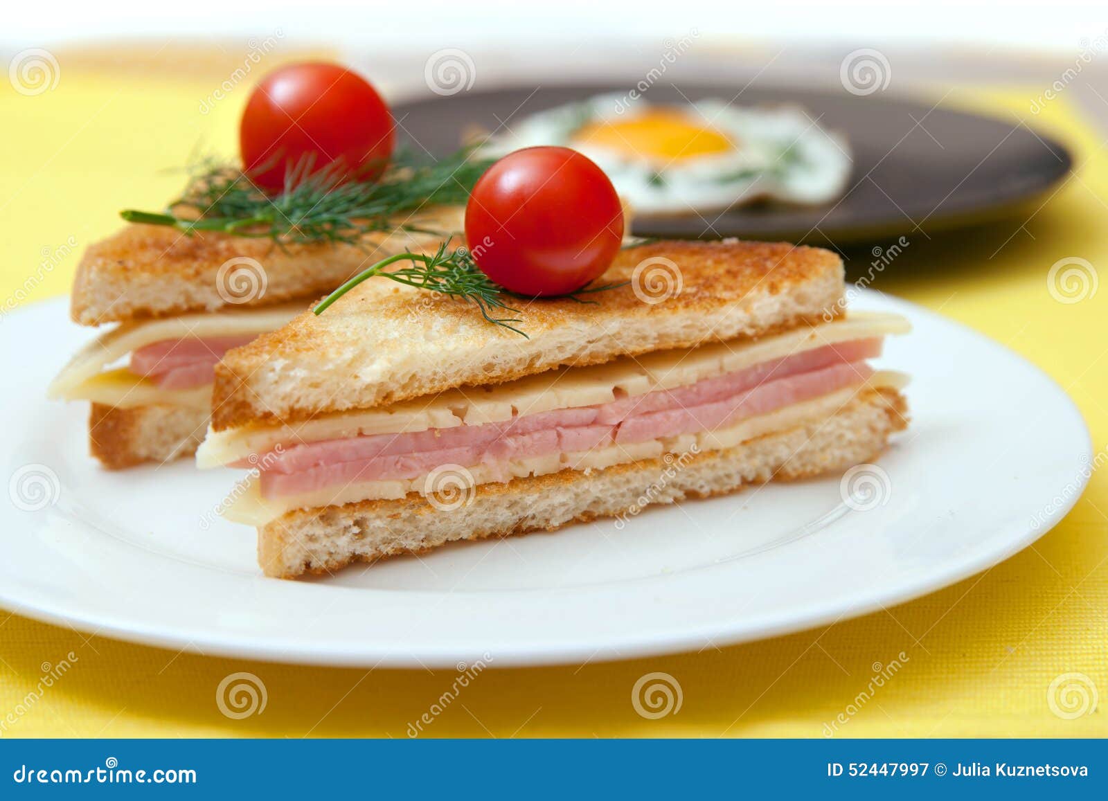Toast with cheese and ham stock image. Image of food - 52447997