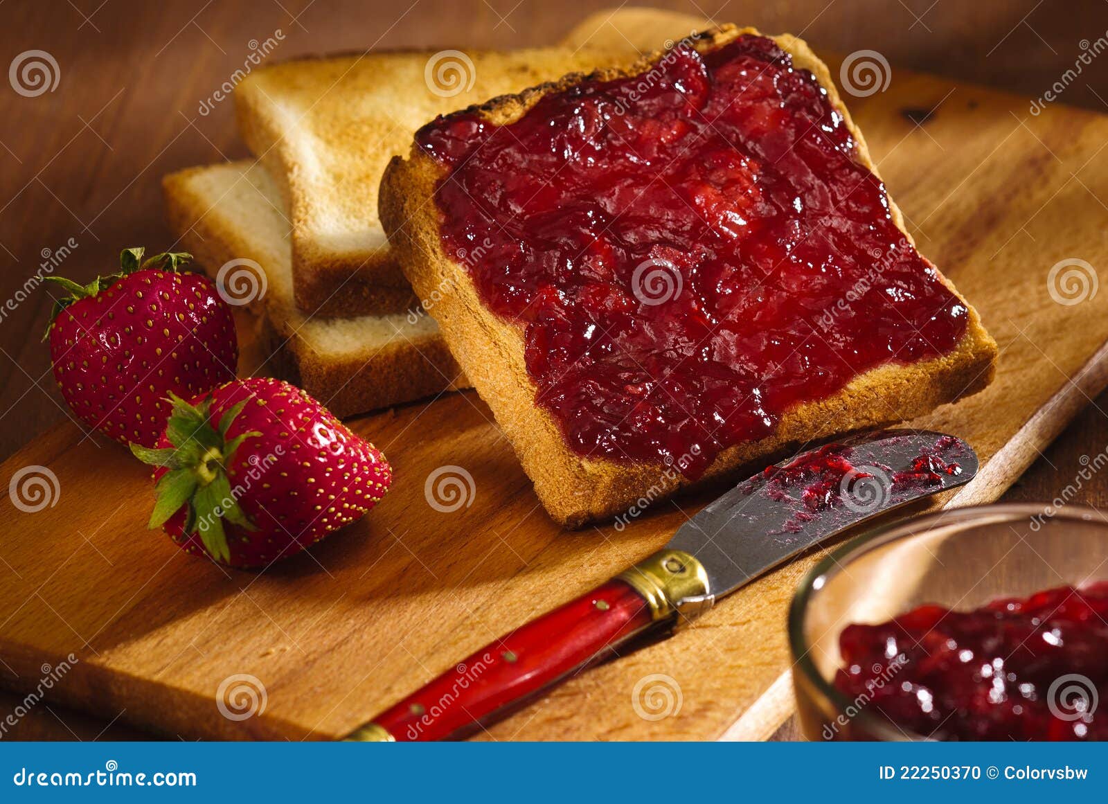 Toast with cherry jam stock photo. Image of strawberry - 22250370