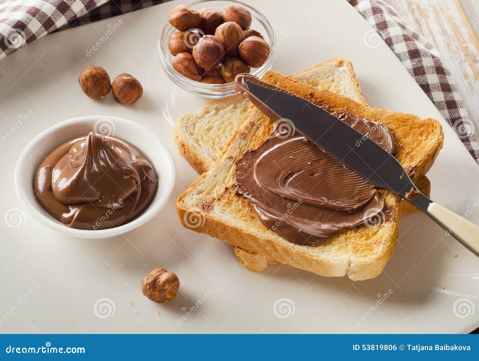 Toast with Chocolate Spread for a Sweet Breakfast Stock Photo - Image ...