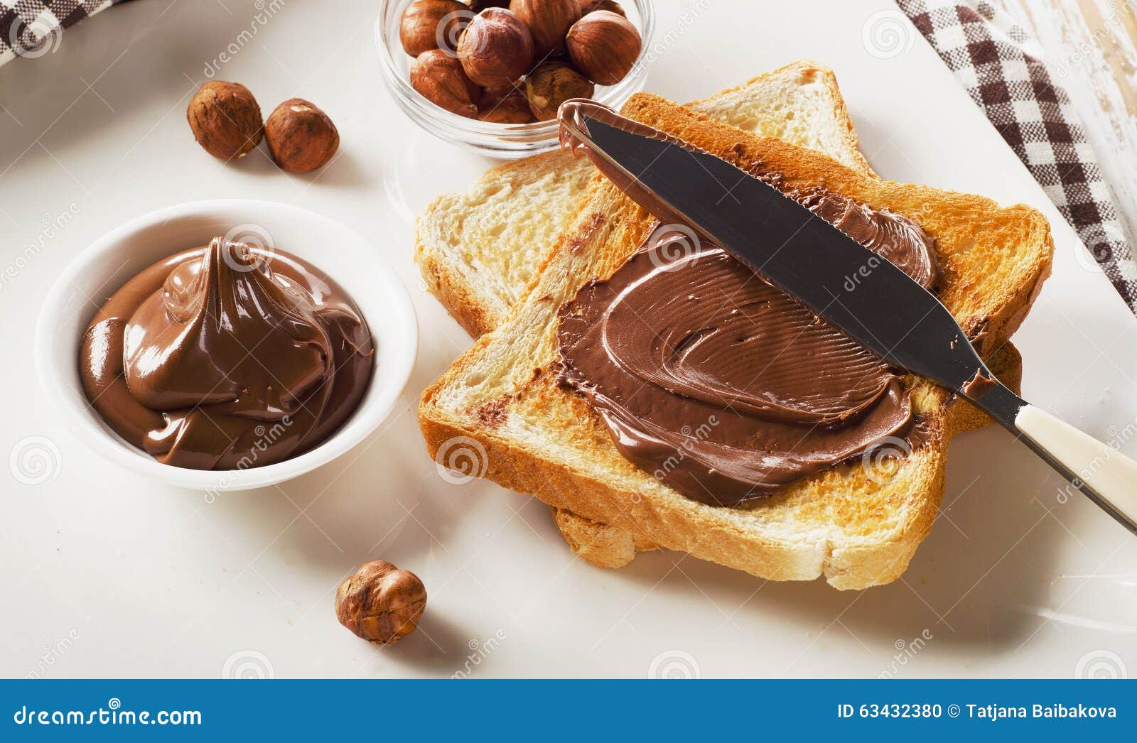 Toast with Chocolate Spread for a Sweet Breakfast Stock Photo - Image ...