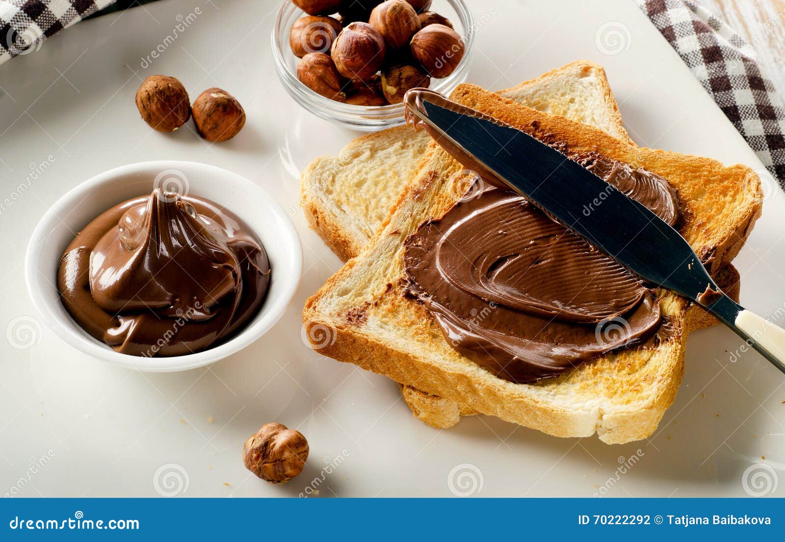 Toast with Chocolate Spread for a Sweet Breakfast Stock Photo - Image ...