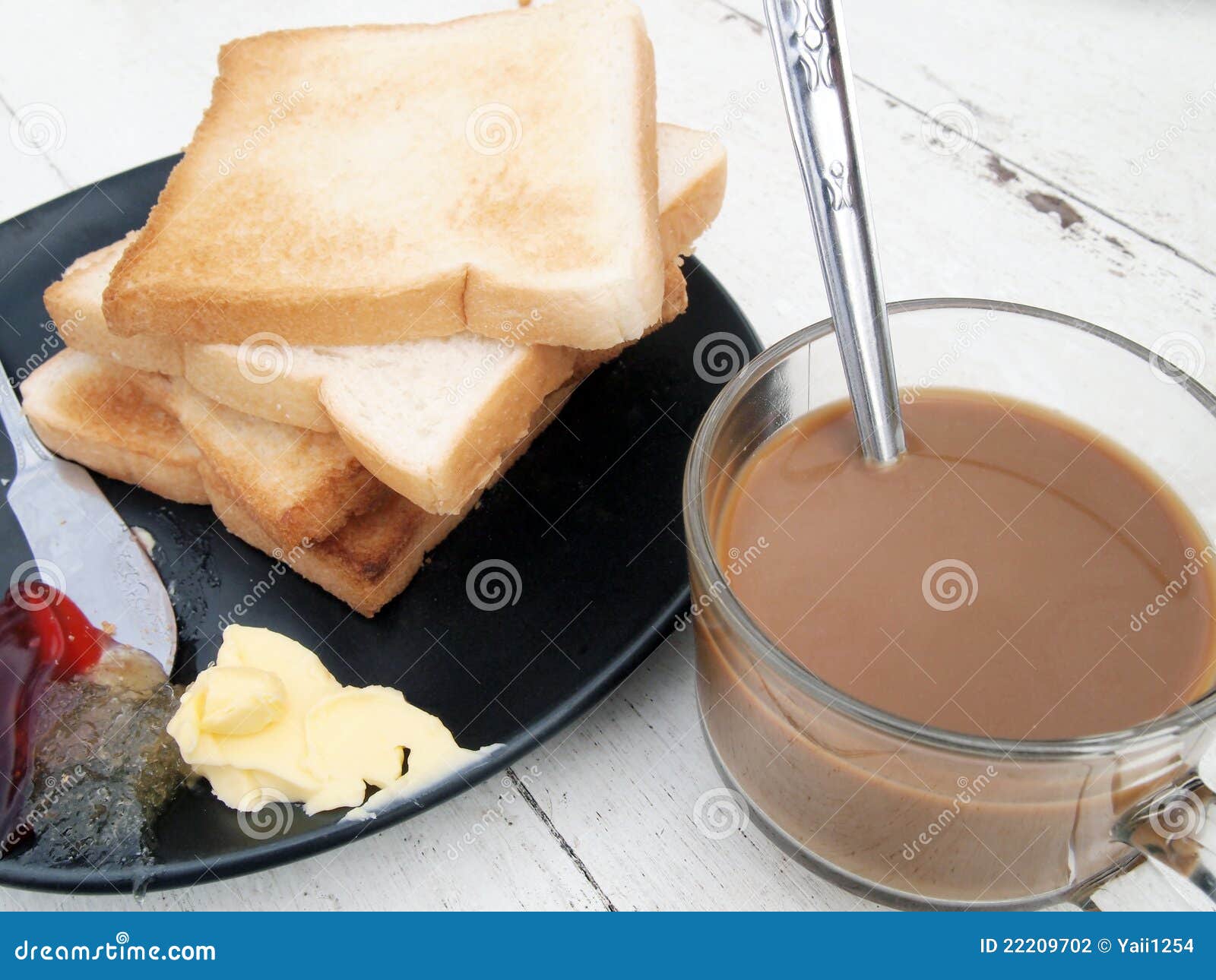 Toast and coffee stock photo. Image of strawberry, wood - 22209702