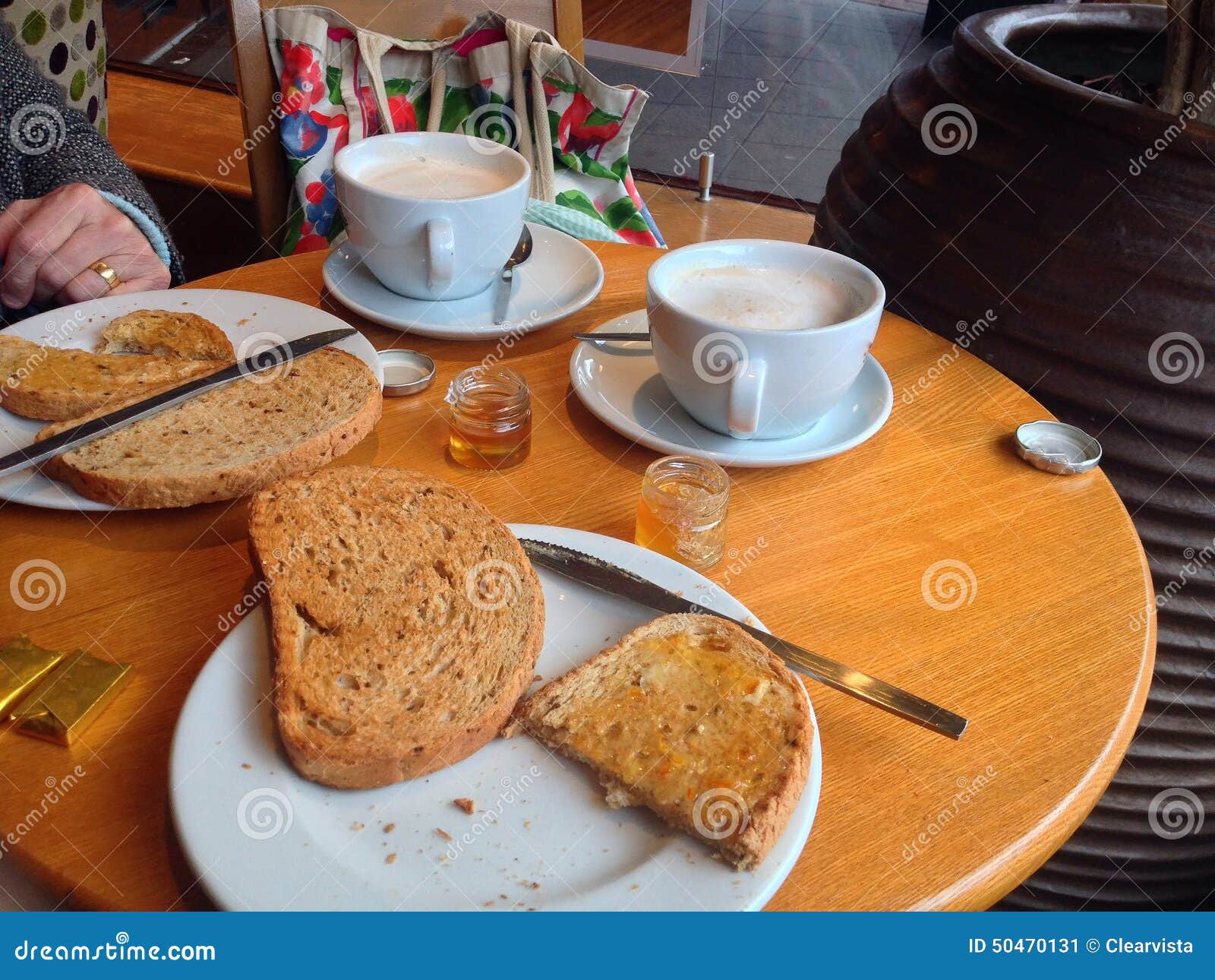 Toast and Coffee Breakfast in a Restaurant or Diner. Stock Image ...
