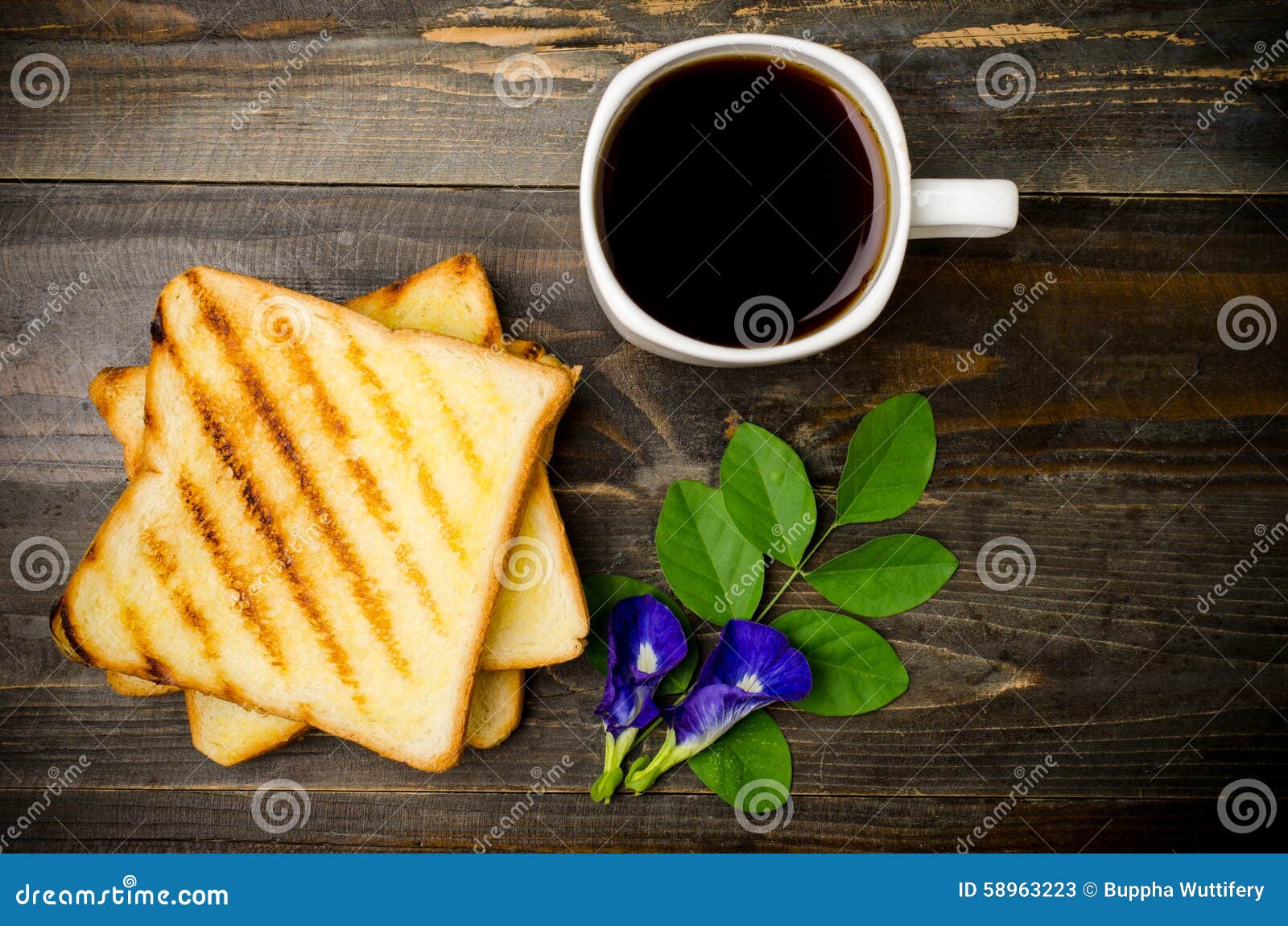 Toast and coffee stock image. Image of toast, bread, coffee - 58963223
