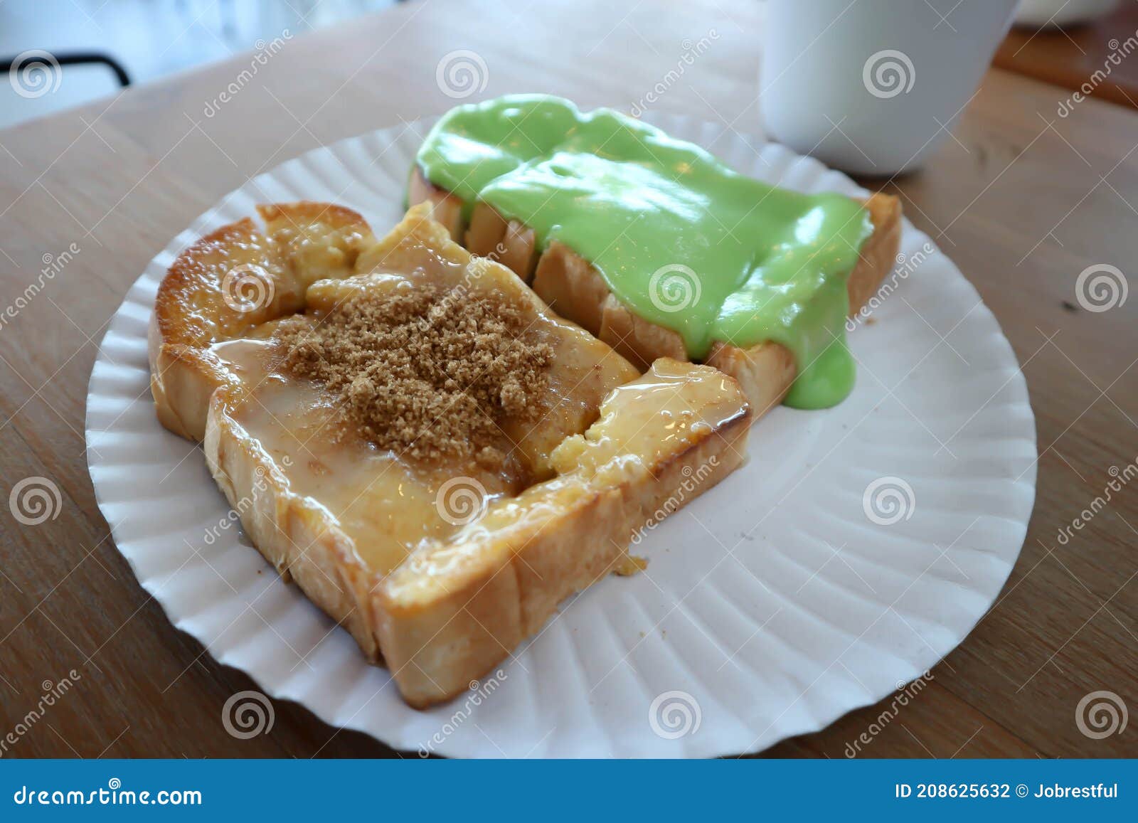 Toast with Custard Topping and Milk Stock Photo - Image of sweetened ...