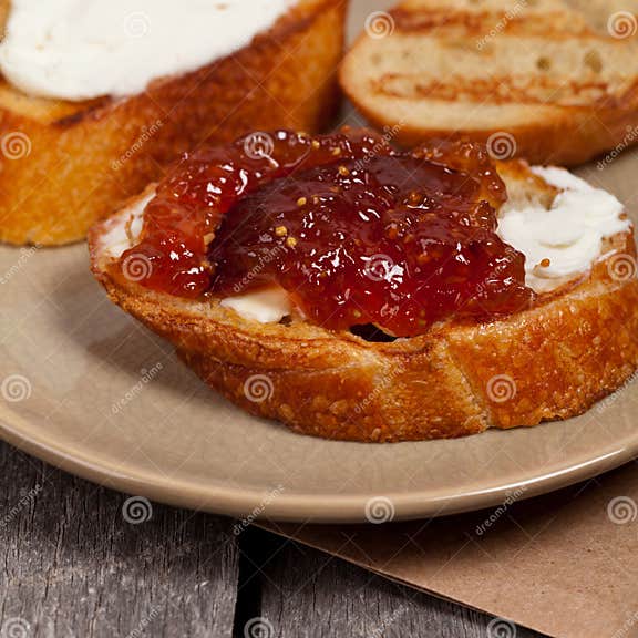 Toast with fig jam stock image. Image of spread, ready - 52261811