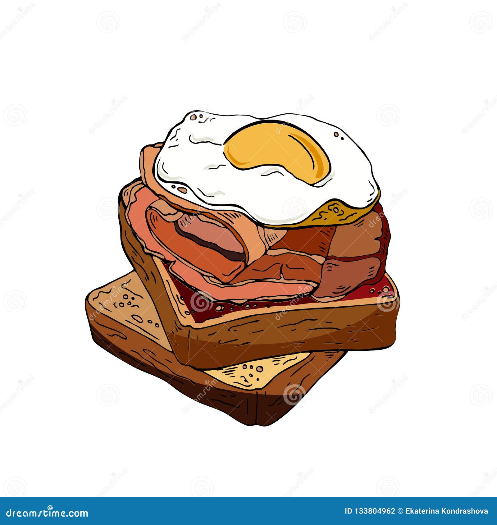Toast and Eggs with Bacon. Vector Illustration. Stock Illustration ...