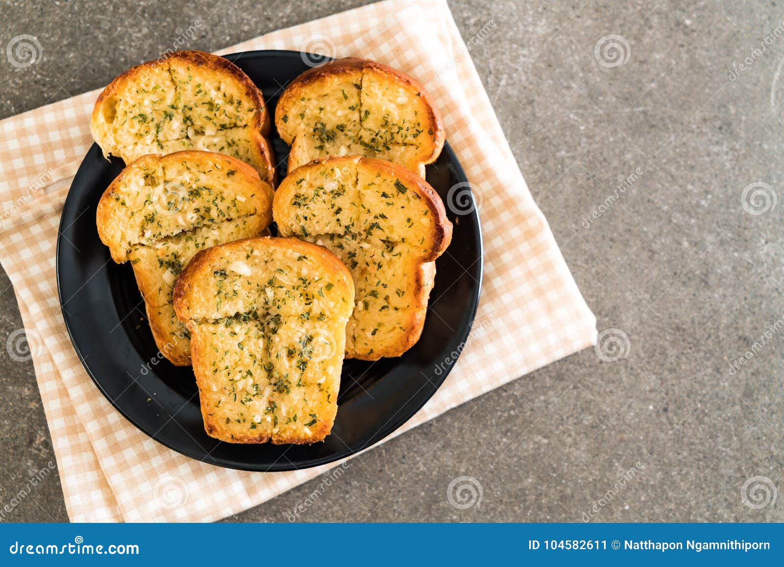 Garlic bread on plate stock image. Image of dish, tasty - 104582611