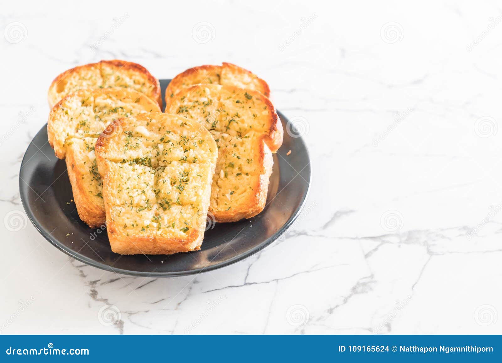 Garlic bread on plate stock photo. Image of italian - 109165624