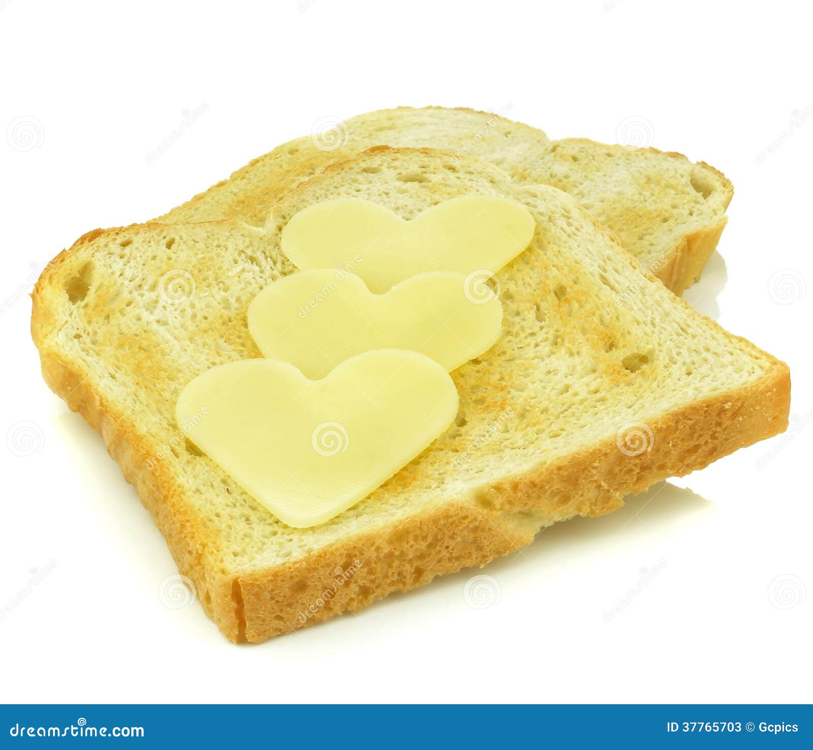 Toast with Heart Shaped Cheese Slices Stock Image - Image of slice ...