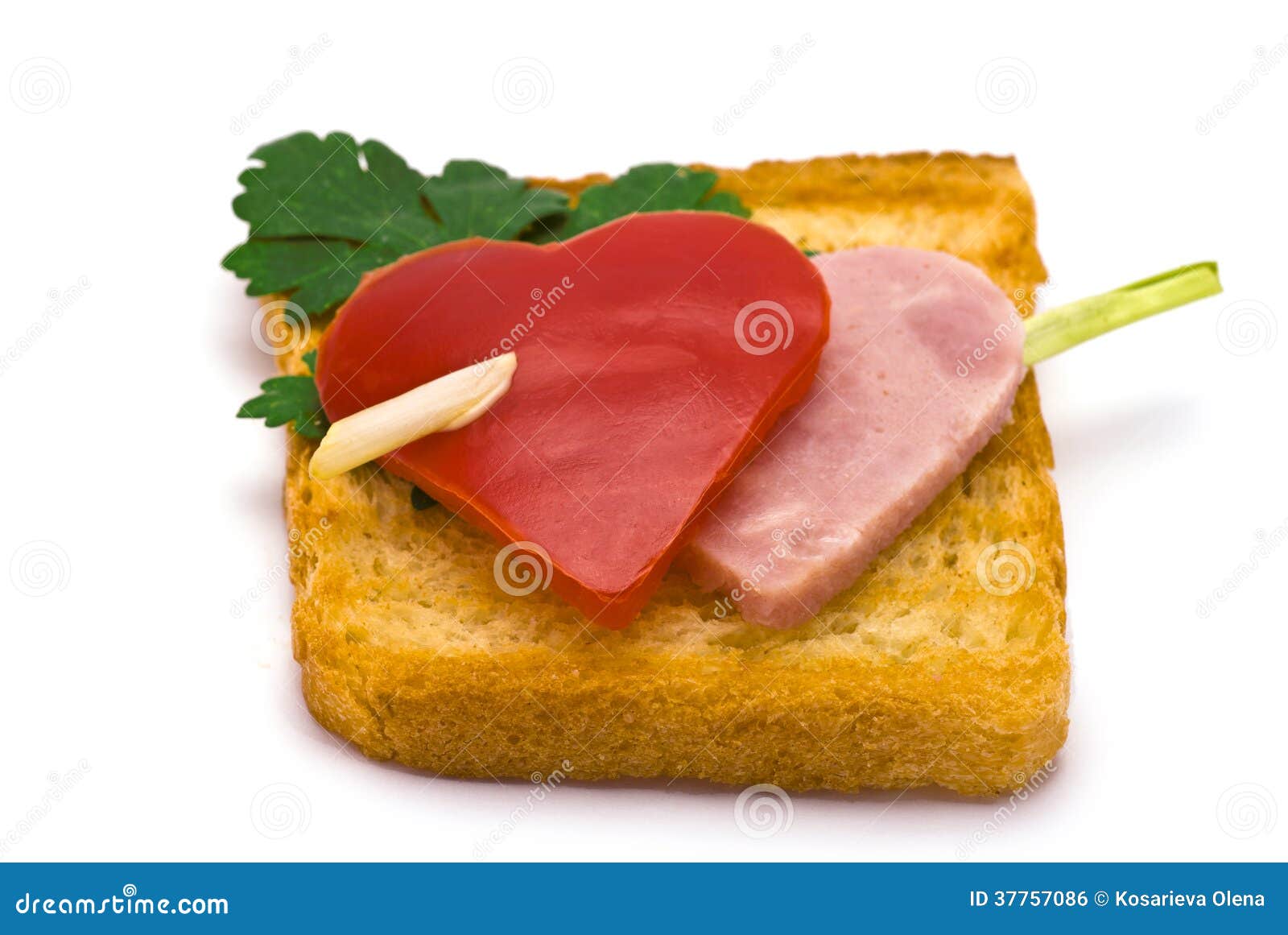 Toast with Heart-shaped Paprika and Ham Stock Photo - Image of dinner ...