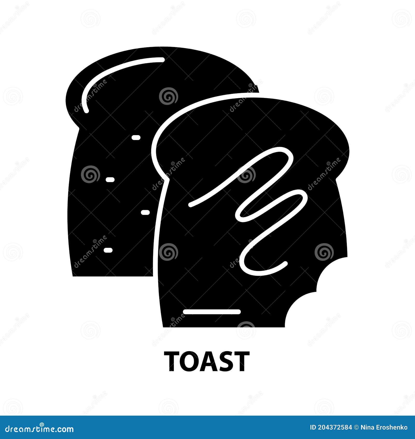 Toast Icon, Black Vector Sign with Editable Strokes, Concept ...