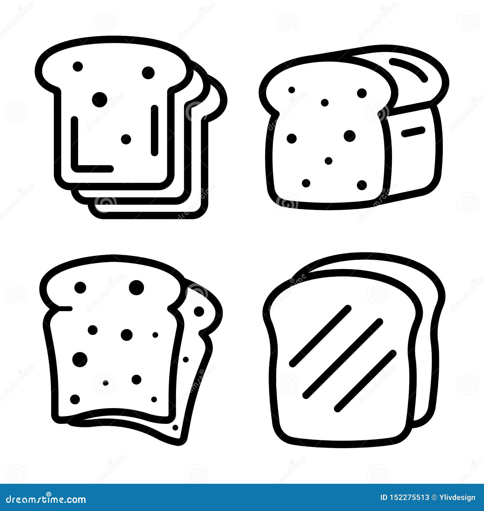 Toast Icons Set, Outline Style Stock Vector - Illustration of logo ...