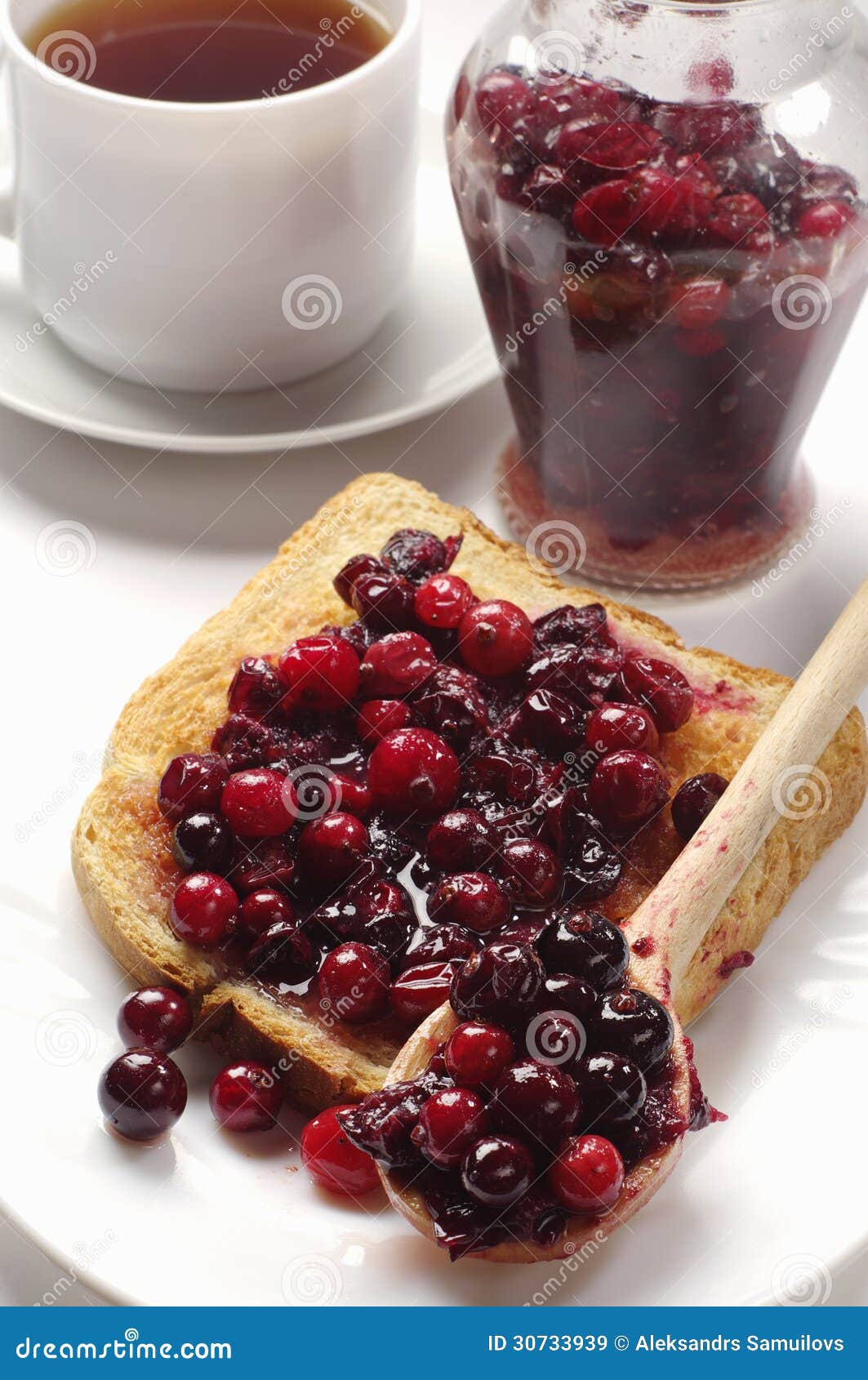 Toast with jam and jar stock image. Image of dessert - 30733939