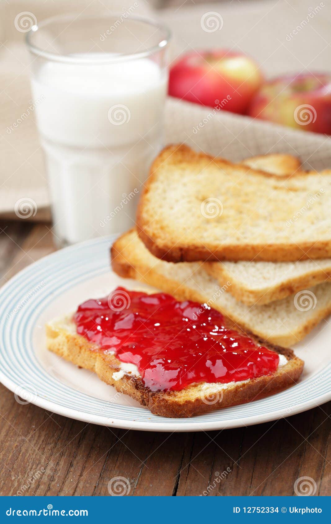 Toast with jam and milk stock photo. Image of currant - 12752334