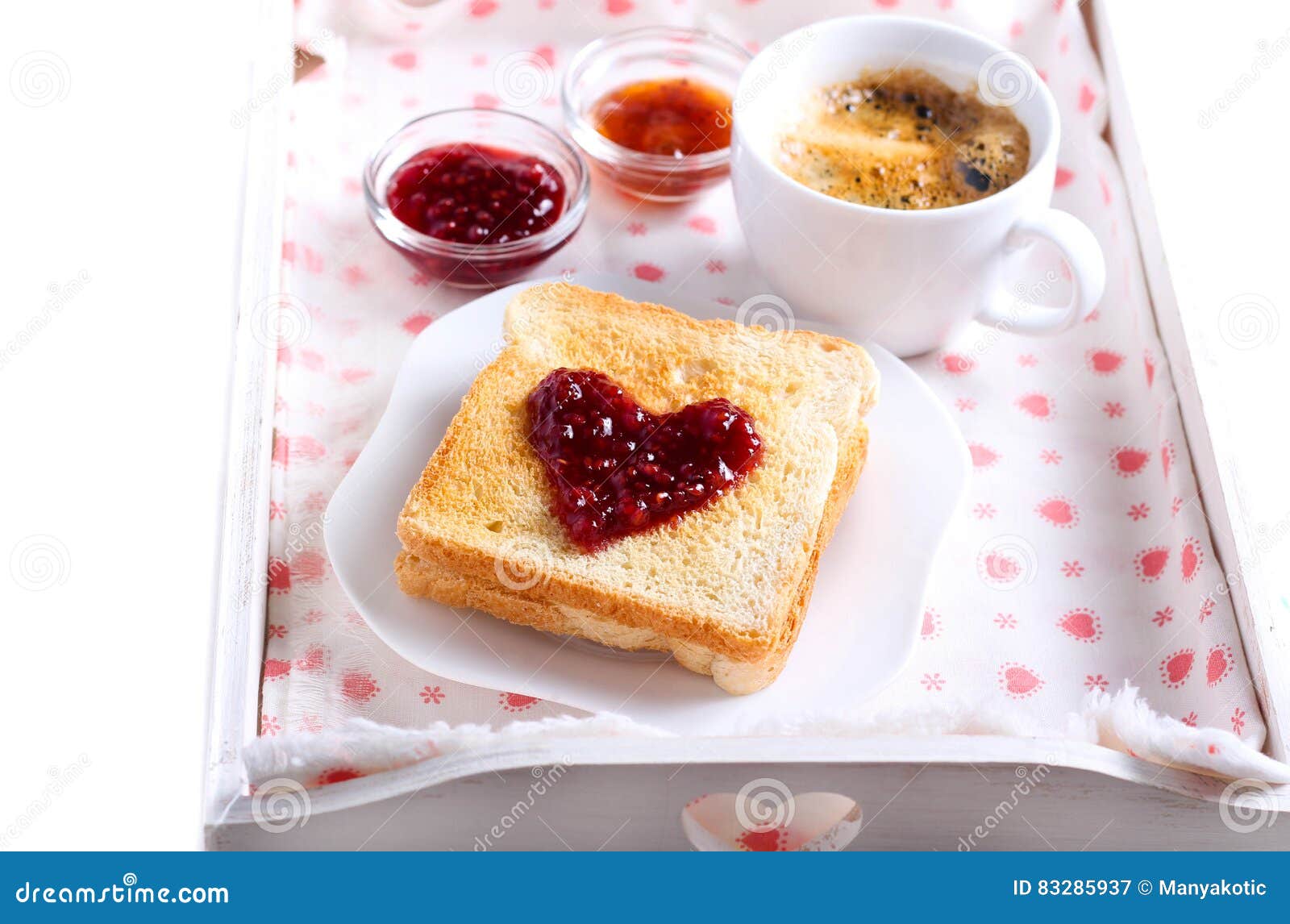 Toast with Jam, Shaped Like a Heart Stock Image - Image of treat, toast ...