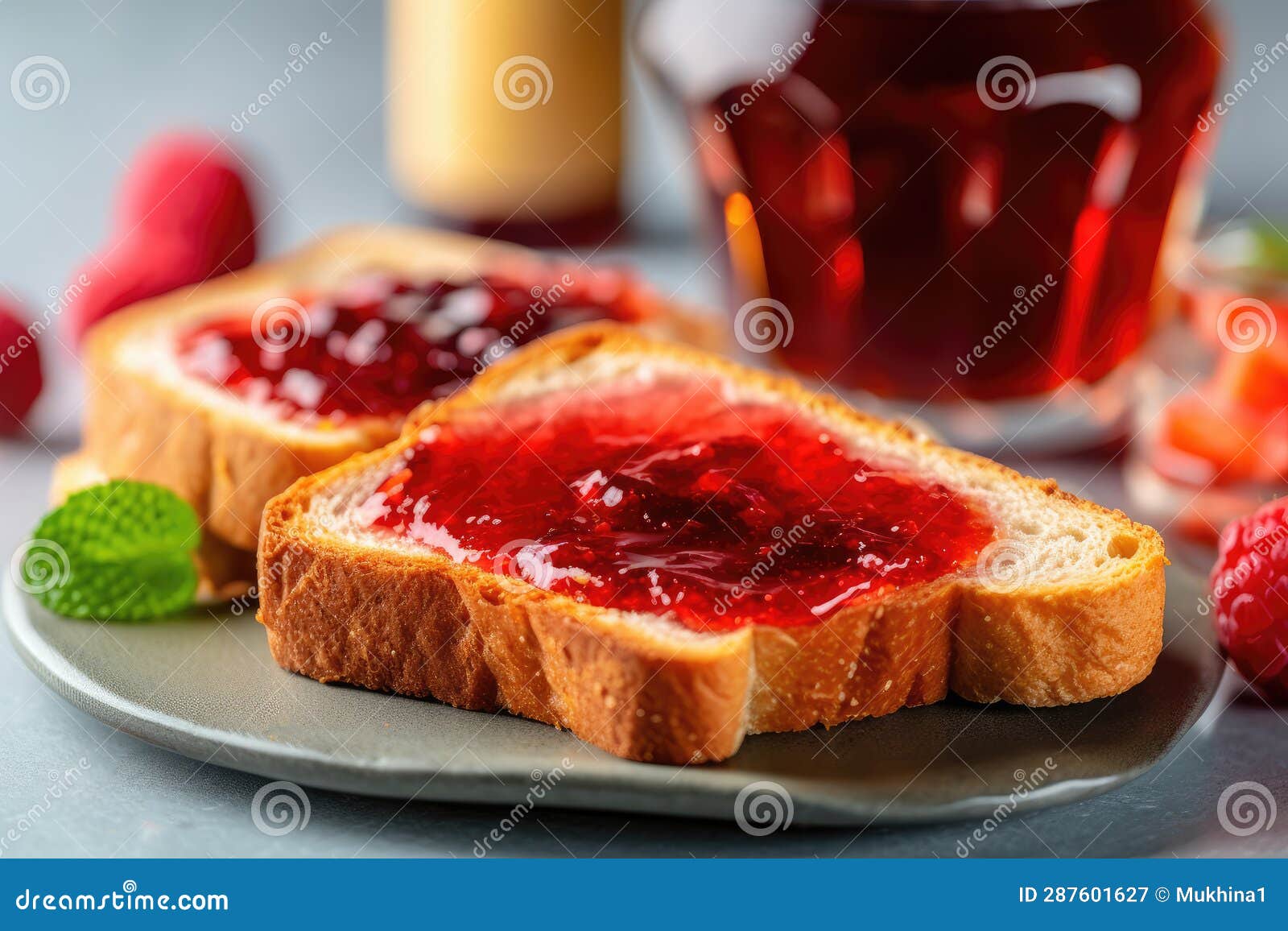 Toast with Jam on the Table. Breakfast Stock Illustration ...