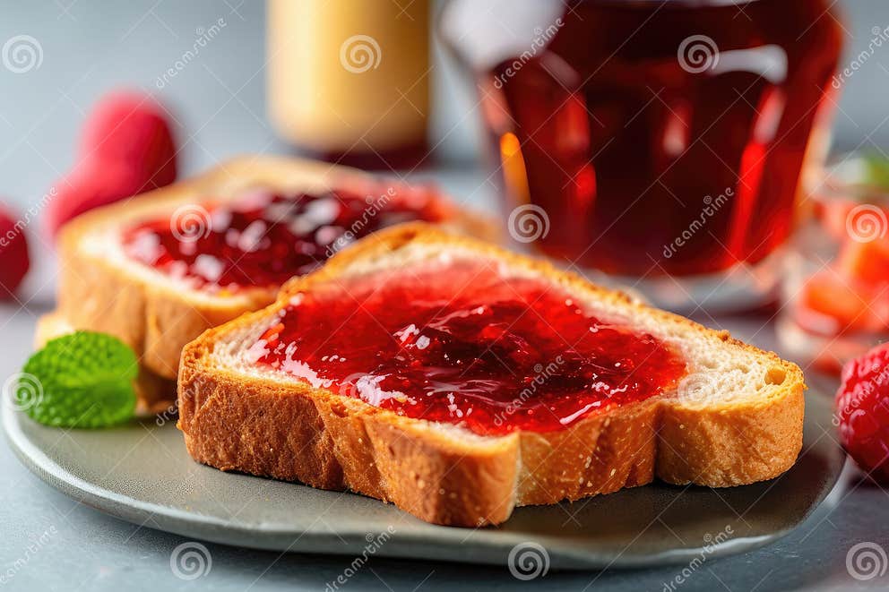 Toast with Jam on the Table. Breakfast Stock Illustration ...